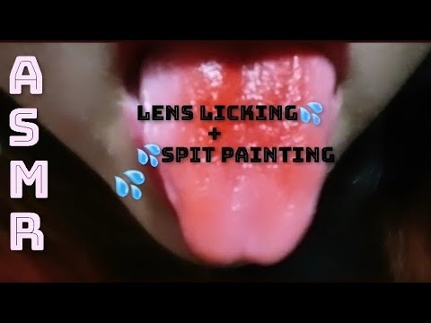 ASMR - Lens Licking + Spit painting👅💦/con jugo en polvo - YouTube
