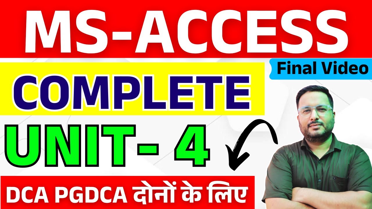 📚MS-ACCESS [ DCA & PGDCA ] UNIT 1 | MS-ACCESS परीक्षा की तैयारी LIVE TOMAR SIR - YouTube