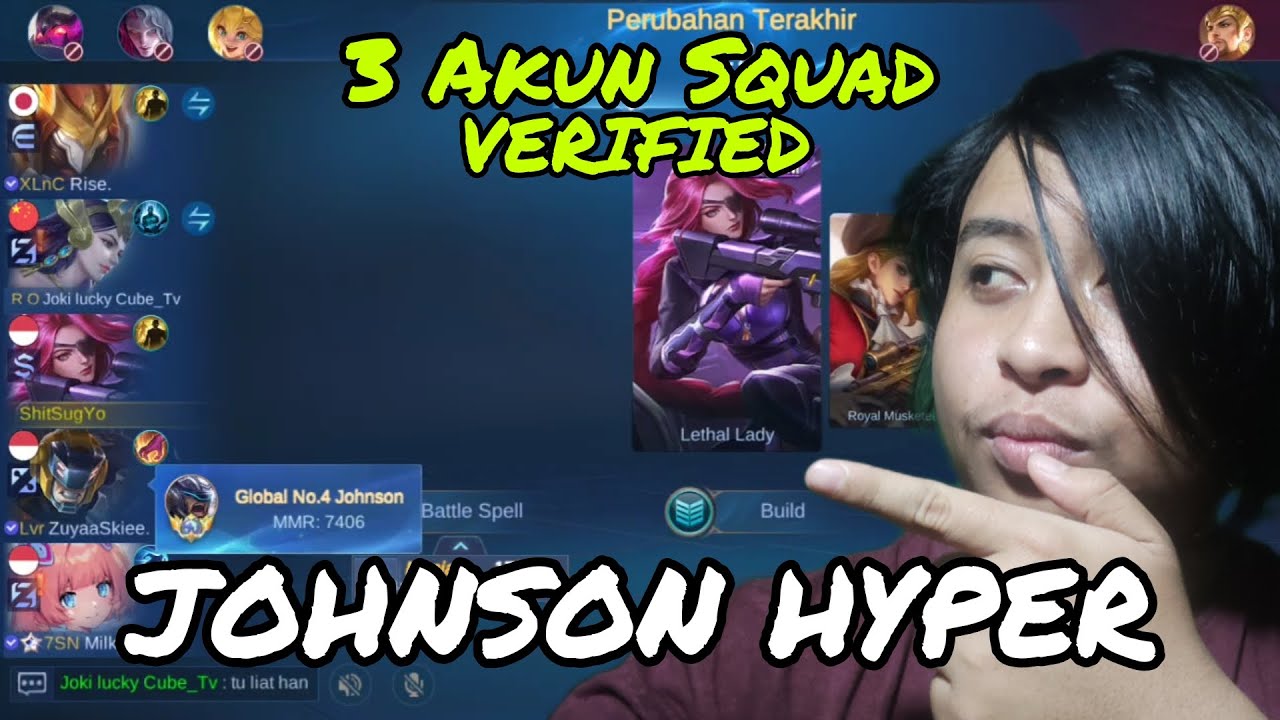 Ketemu Player Pro Johnson Hyper Mobile Legend 3 Akun Squad Verified Mainnya Membuat Hanzo ...