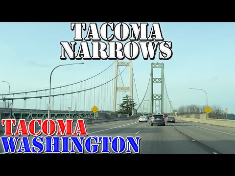Tacoma Narrows Bridge - Tacoma - Washington - 4K Infrastructure Drive