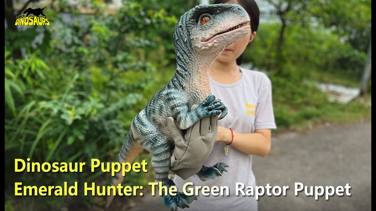 Emerald Hunter: The Green Raptor Hand Puppet | Dinosaur Puppet - YouTube