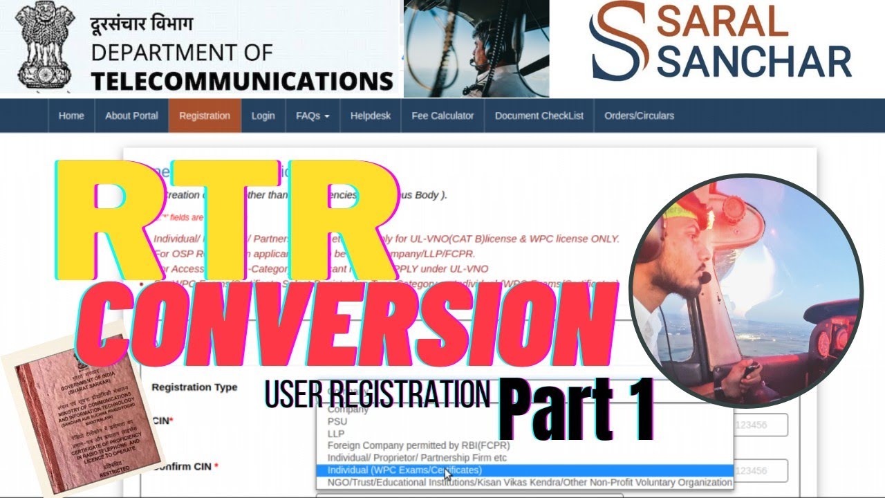 Foreign RTR Conversion in India | Part.1 | Registration on Saral Sanchar | Fly With Sky - YouTube