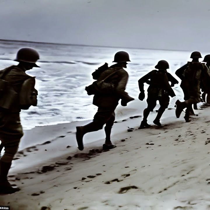 WW2 American soldiers running on a beach - YouTube