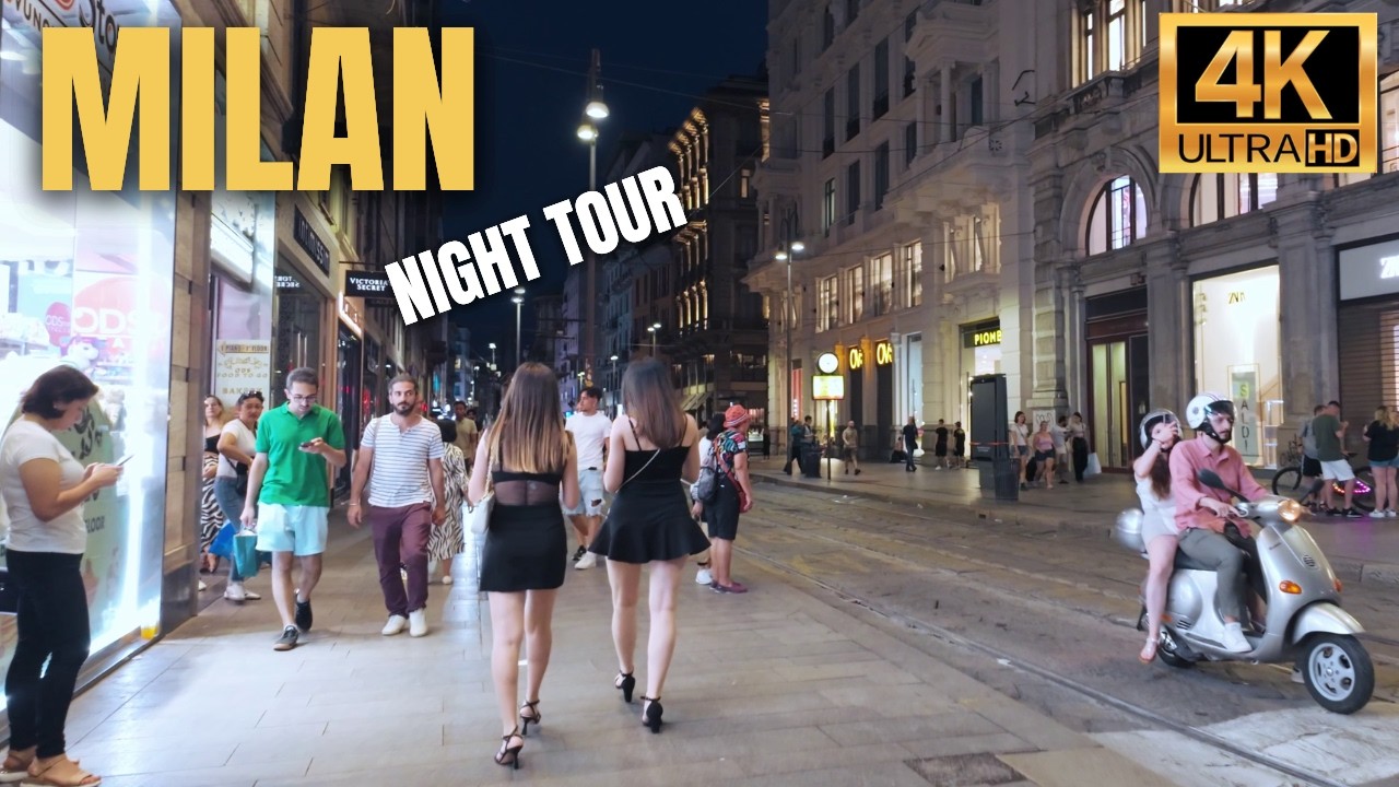 Night Walk in Milan | 4K Walking Tour at Night | 🇮🇹 Italy's City of ...