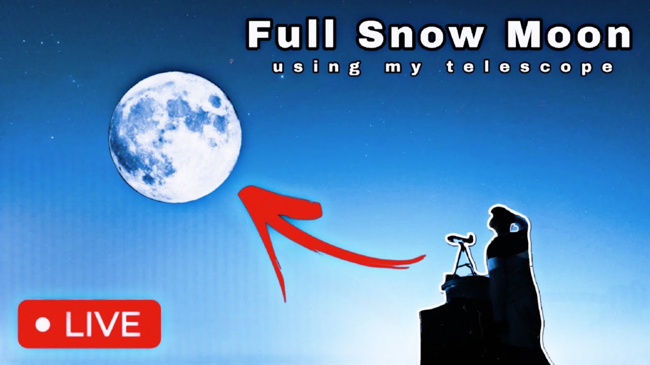 Watch Full Snow Moon live through my telescope - YouTube