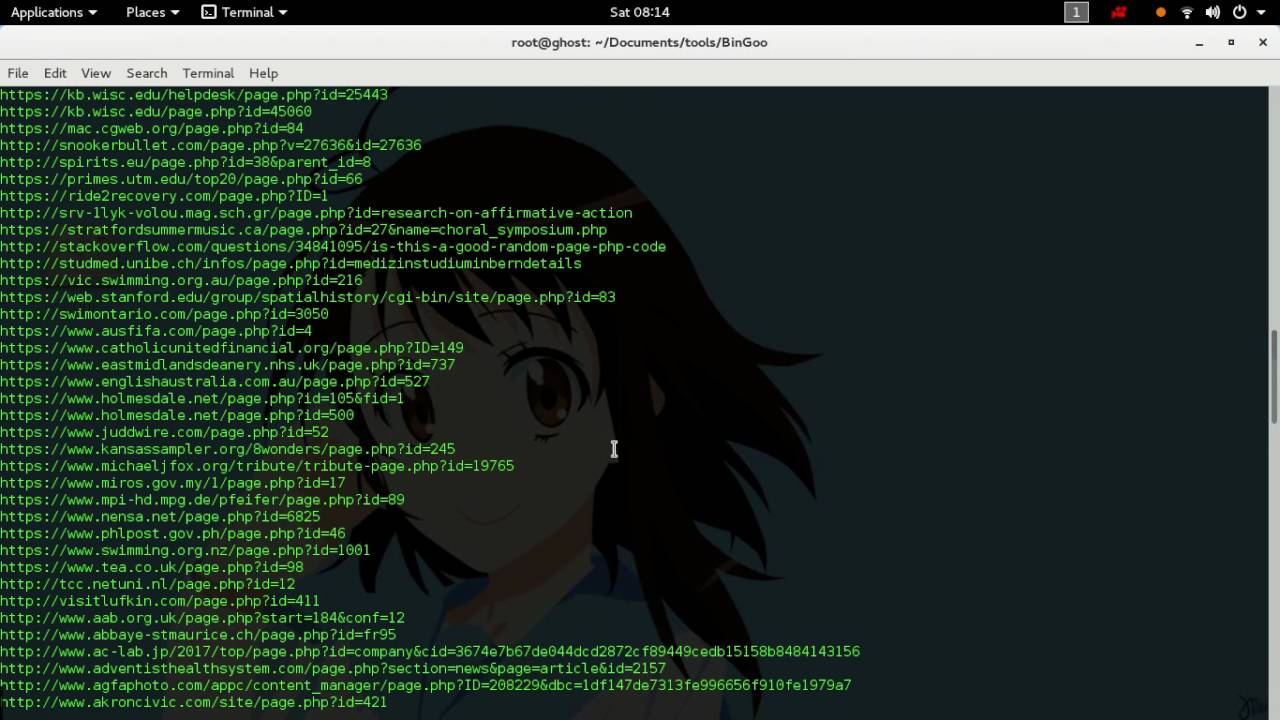 BinGoo Scanner Dork web vulnerability di Kali Linux - YouTube