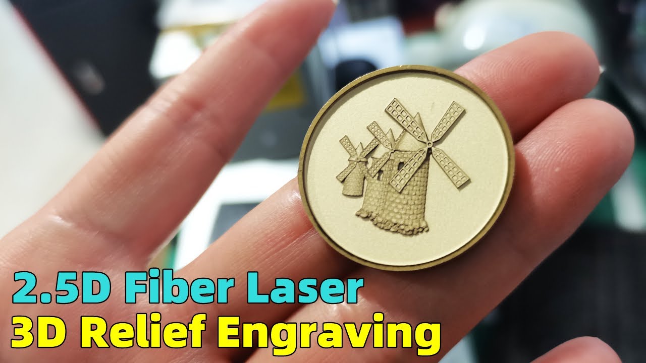 3D coin relief engraving by 2.5D fiber laser engraving marking machine ...