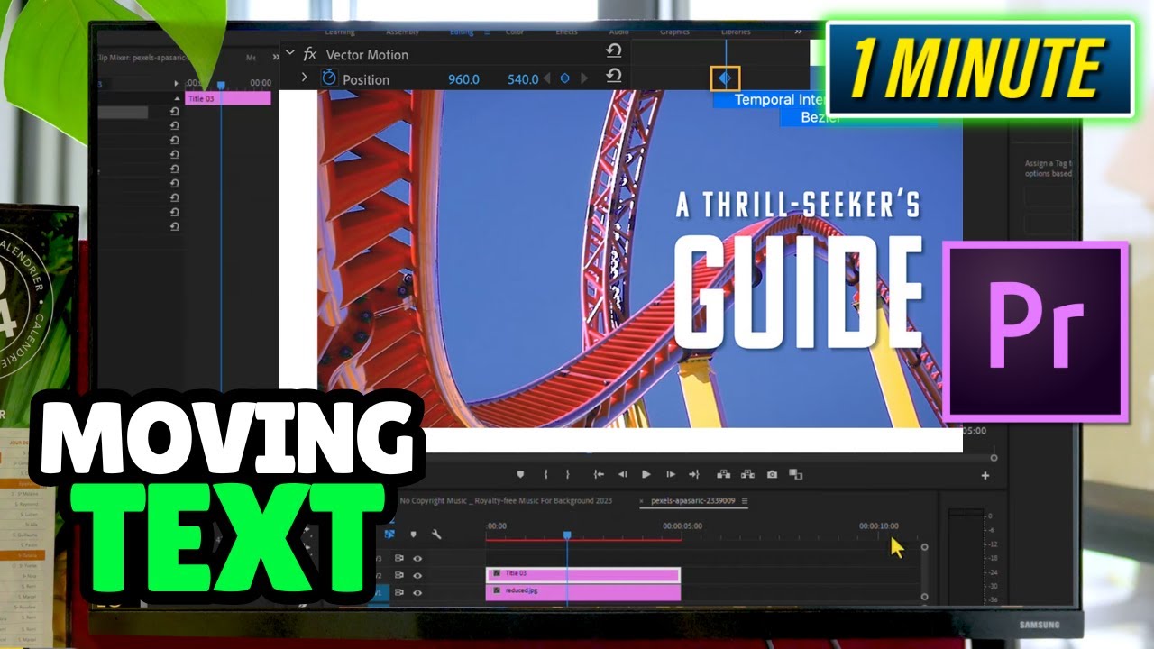 Add Moving Text to Video Premiere Pro | Adobe 1 Minute - YouTube