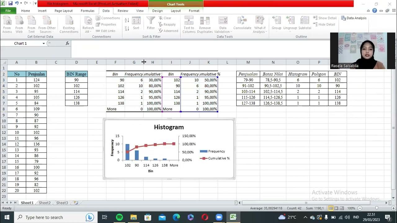 Tutorial Membuat Histogram dan Poligon di Microsoft Excel menggunakan Data Analysis - YouTube