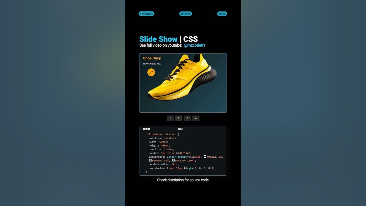 Build a Modern Slideshow with button Swipe 🎥 | HTML/CSS/JS Tutorial | mzcode01 #coding #css # ...