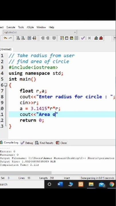 #9 C++ Program to Find Area of Circle | C++ Tutorials | C++ Programming ...