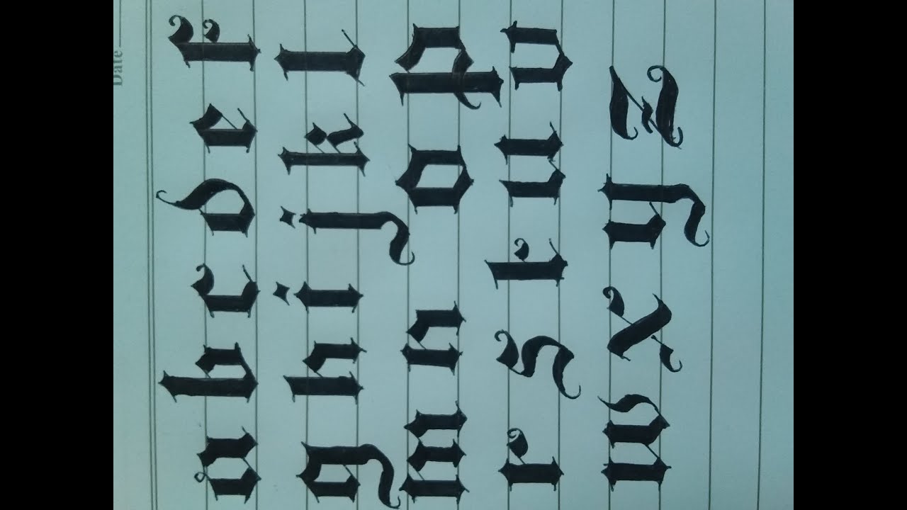 How to Gothic Calligraphy Small letters From a-z - YouTube
