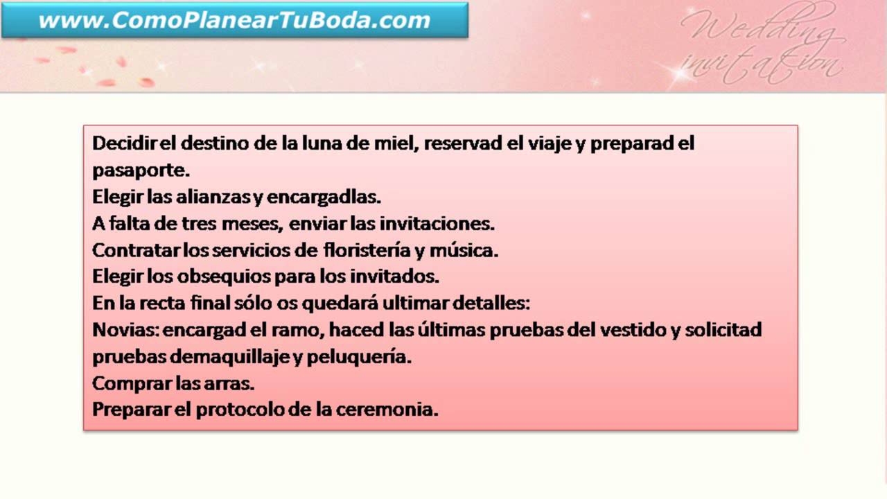 Como Planear Una Boda Youtube