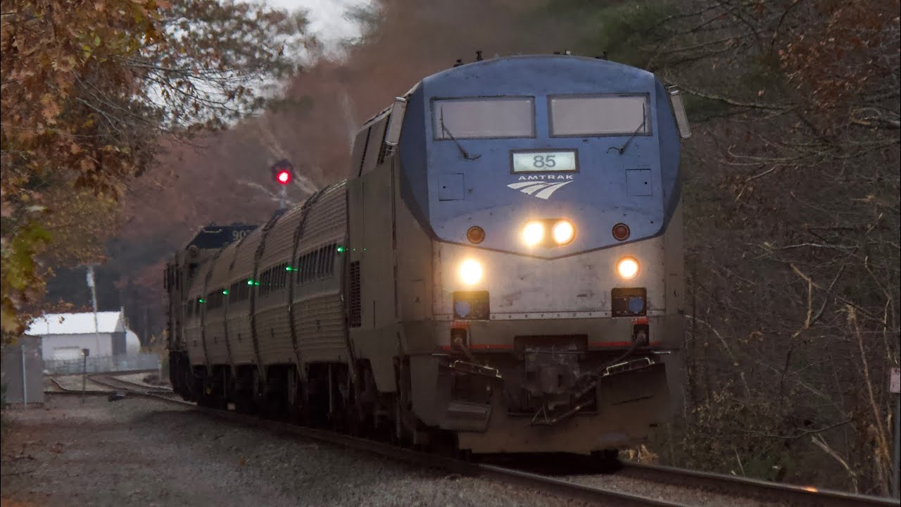 Amtrak Downeaster P42 85 leading with 90224/90213 trailing at Burnt ...