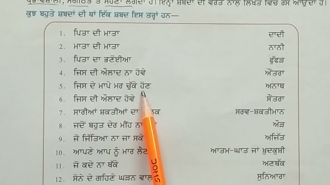 Bahute shabda di tha ek shabd, Punjabi, Class 9 - YouTube