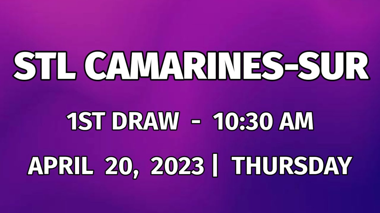 1ST DRAW, STL CAMARINES SUR 10:30AM Result Today April 20, 2023 Morning ...