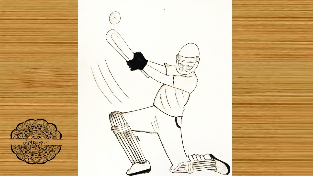 How to Draw A Cricket Player 🏏|| Easy drawing for beginners - step by ...