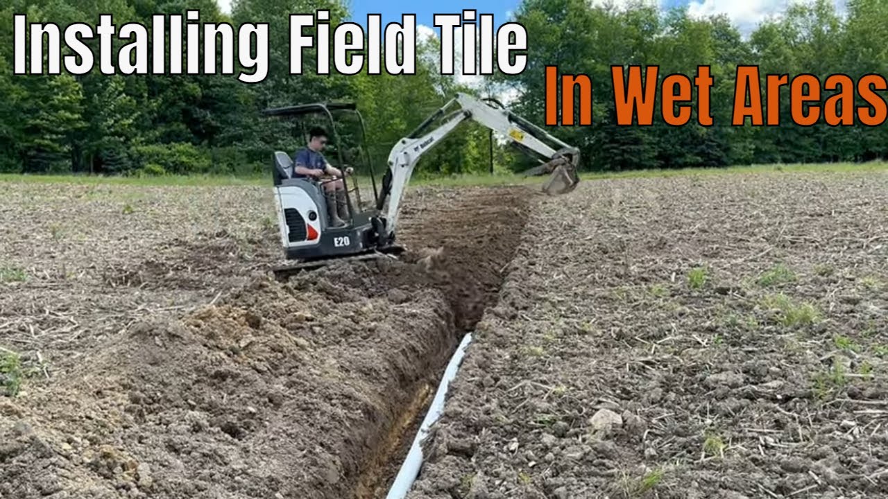 Installing Field Tile In Some Wet Areas - YouTube