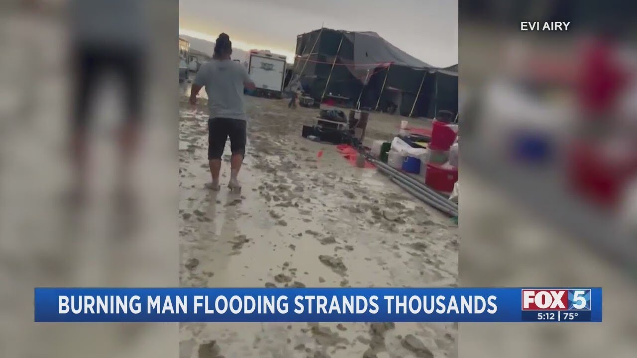 Burning Man Flooding Strands Thousands - YouTube