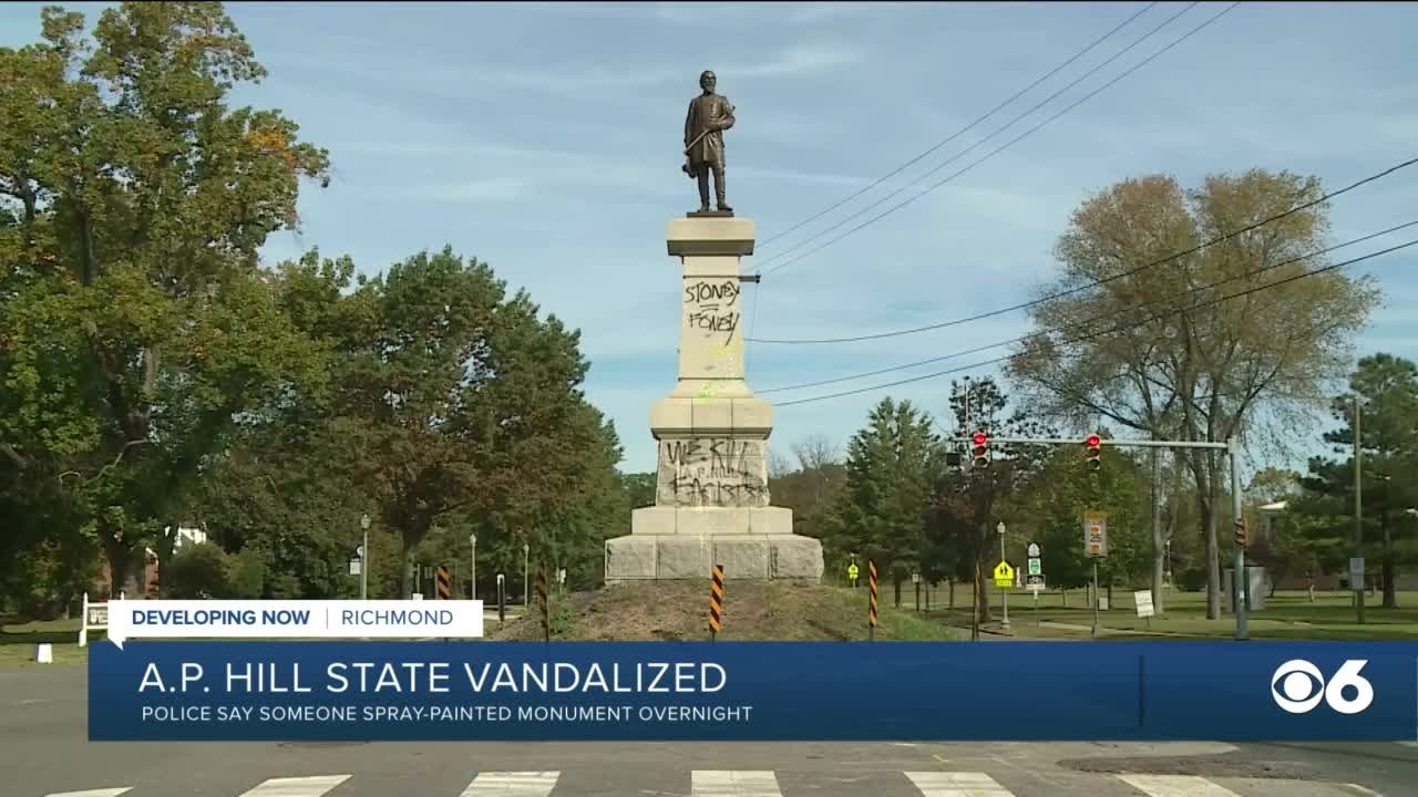 A.P. Hill statue in Richmond tagged with graffiti - YouTube