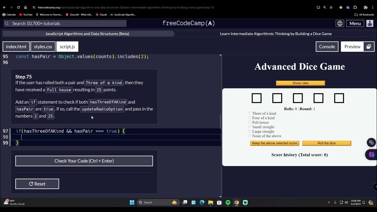 Algorithmic Thinking Dice Game 75 - YouTube