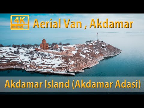 4K Aerial Akdamar Island (Akdamar Adasi), Lake Van, Gevas, Eastern Turkey , Video by Aslan Özcan