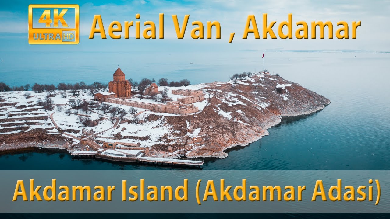 4K Aerial Akdamar Island (Akdamar Adasi), Lake Van, Gevas, Eastern ...