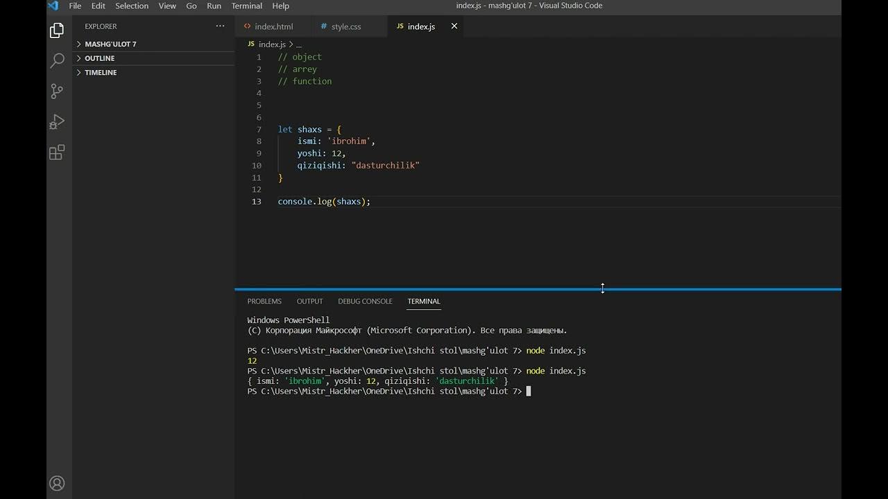 #7 - dars. Javascript asoslari. Obektlar bilan ishlash - YouTube