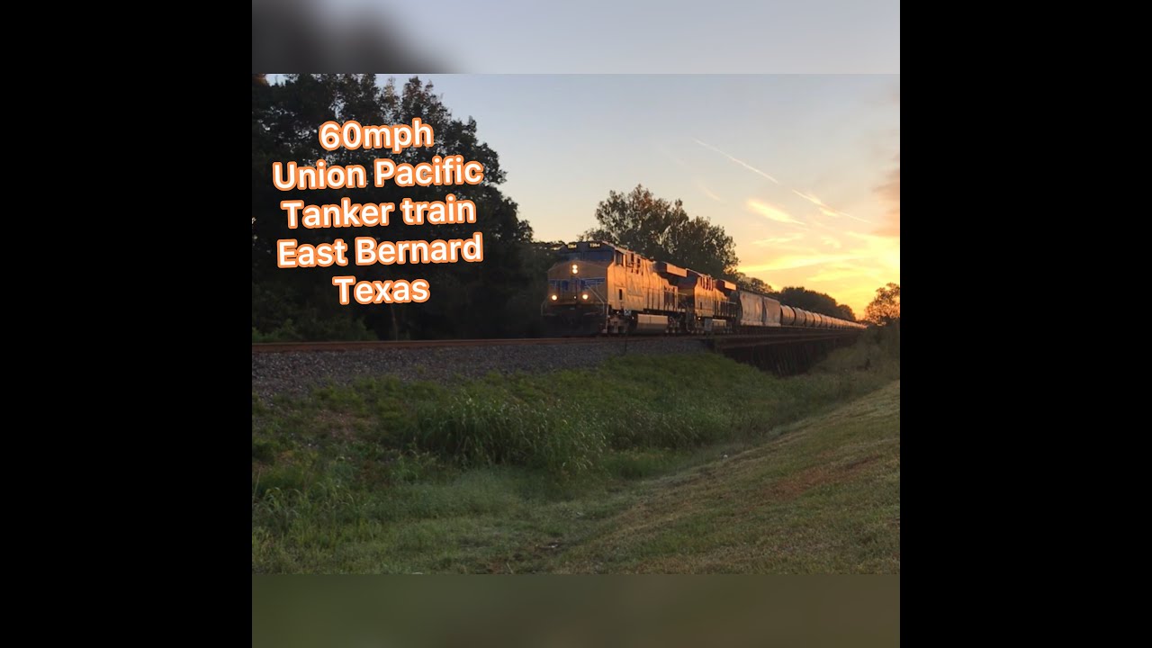 60MPH Union Pacific Tanker train East Bernard Texas - YouTube