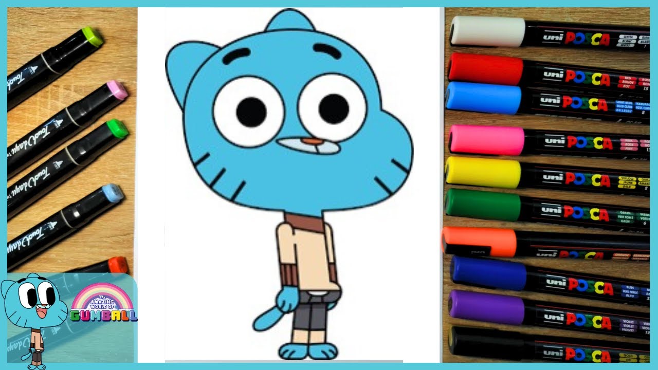 How To Draw and Color Gumball | step by step for kids 🎨 - YouTube