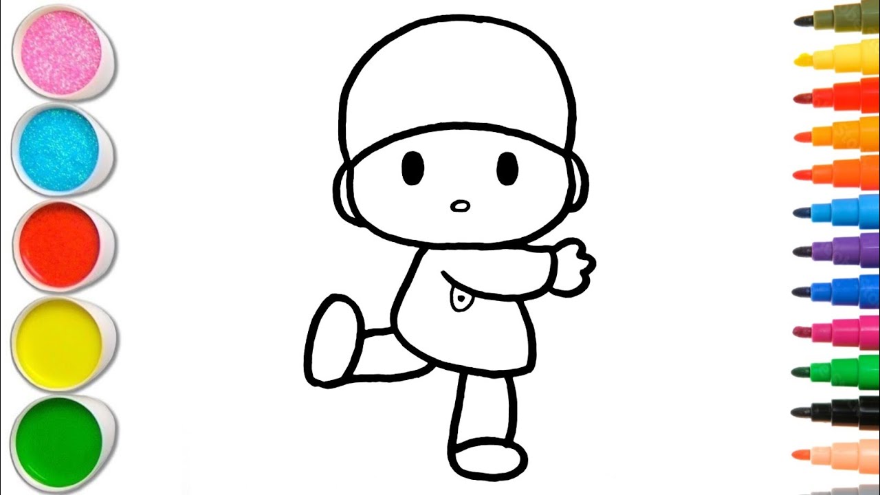 Dancing Pocoyo Drawing, Painting and Coloring For Kids and Toddlers_ How to Draw Pocoyo Step by ...