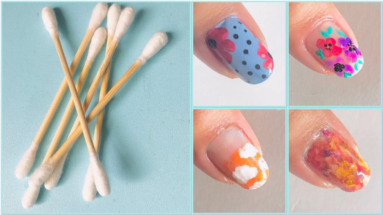 Easy nail art design with cotton swabs || No tool nail art at home ||# ...