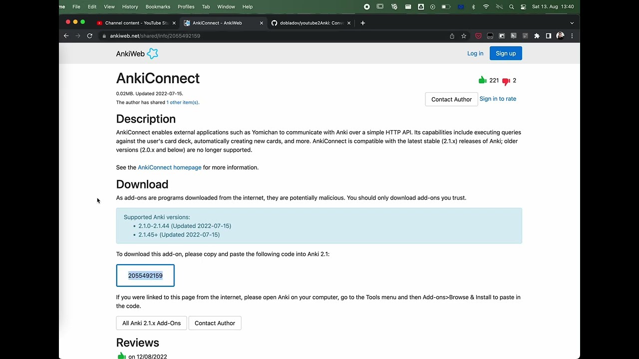 How to install AnkiConnect for Youtube2Anki - YouTube