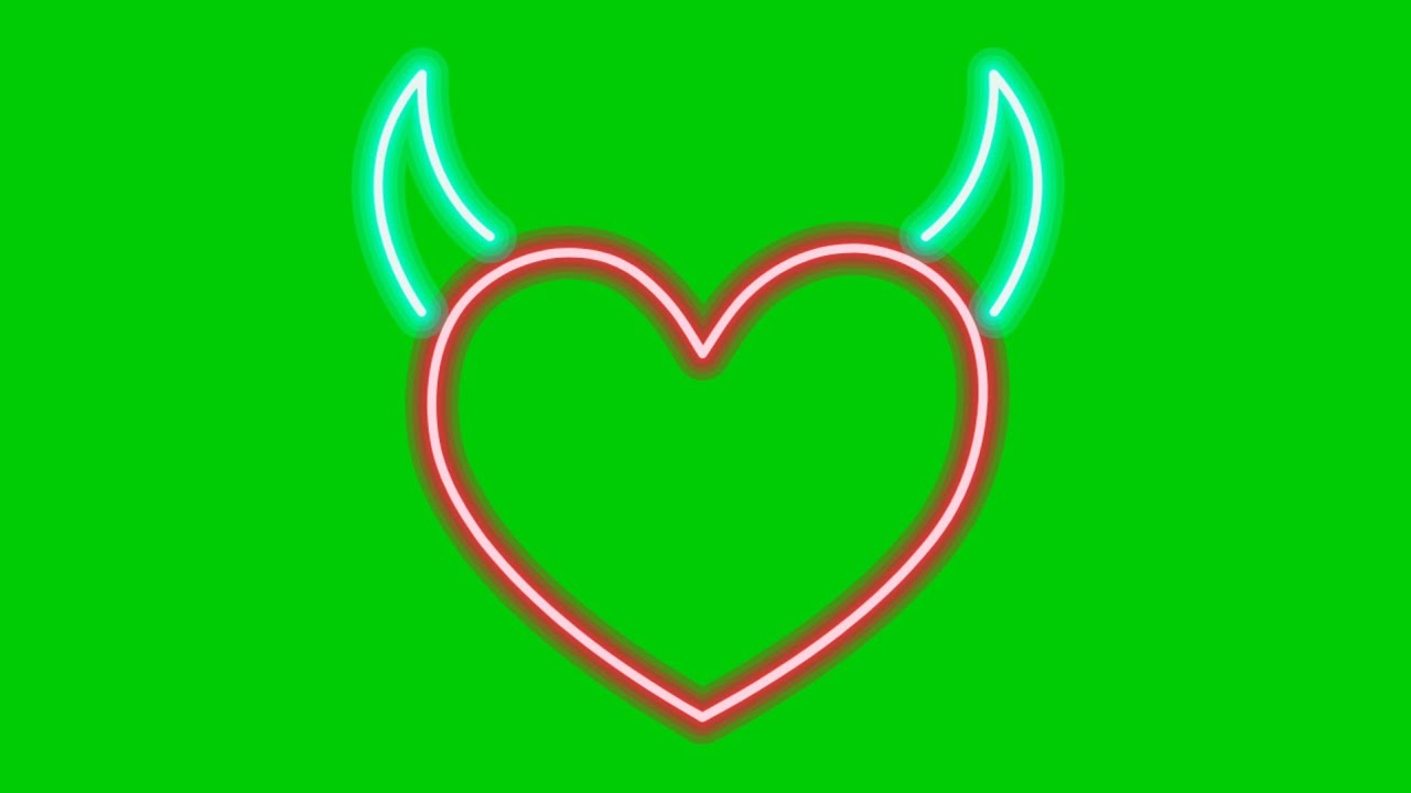 Animated Neon Heart devil in Green Screen background | 4K - YouTube