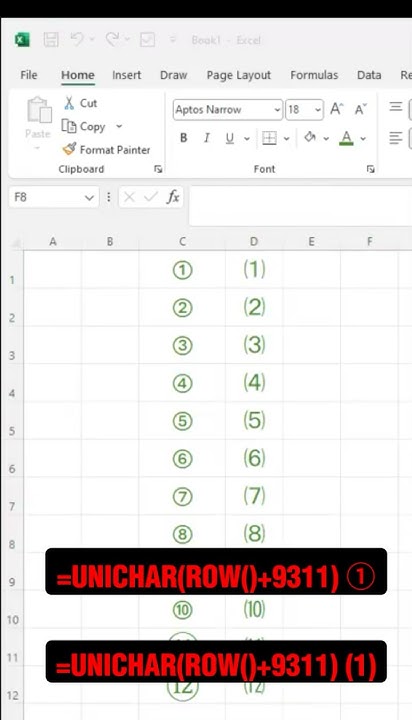 How to Use UNICHAR Fuction with ROW- Excel Tips and Tricks - YouTube