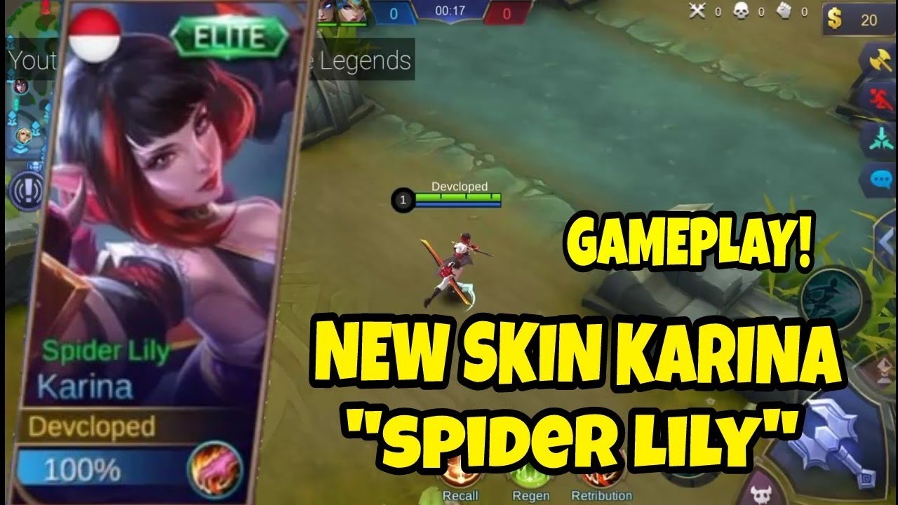 New Skin Karina Spider Lily Gameplay Mobile Legends Youtube