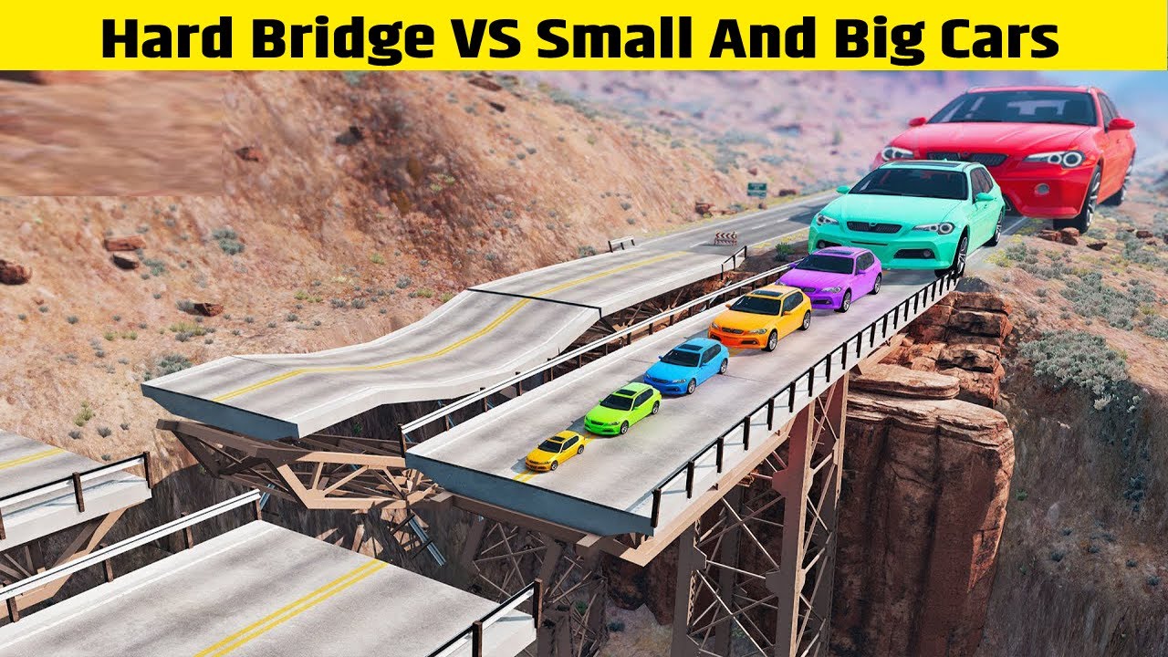 Hard Bridge VS Small And Big Cars By MadGaming - YouTube