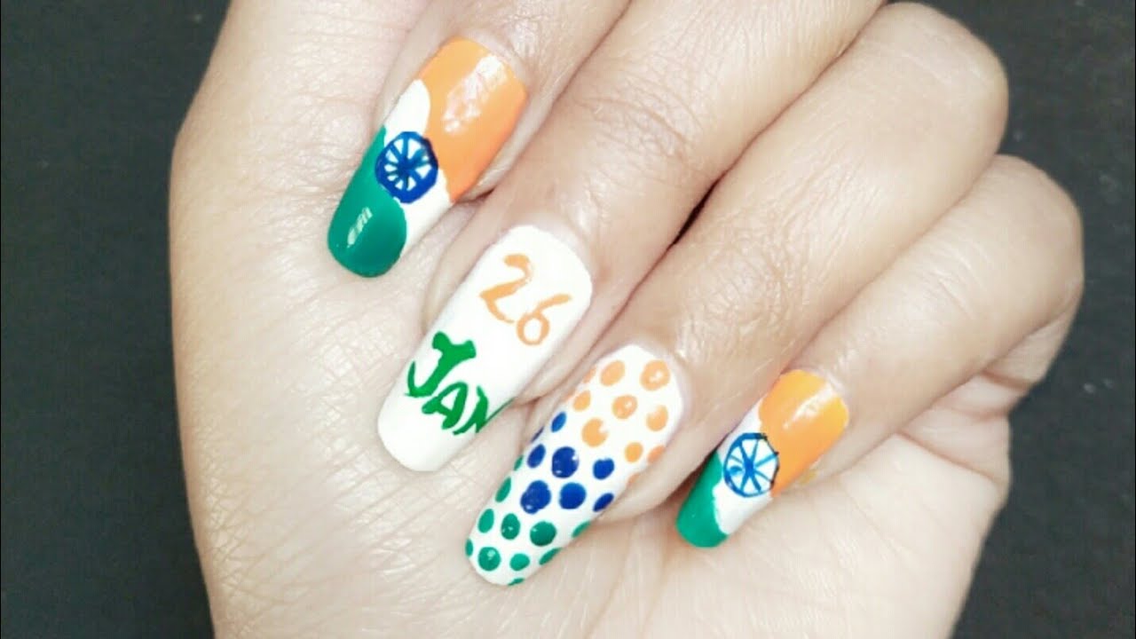 Republic day nail art | Tri colour nail art | Nail art tutorial for ...