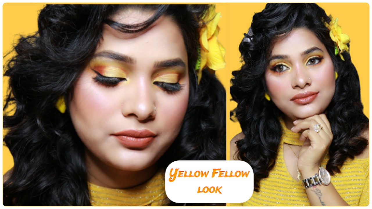 Yellow Fellow Makeup 💛🌻 | Summer Glowing Makeup look| ख़ुद से मेकप कैसे ...