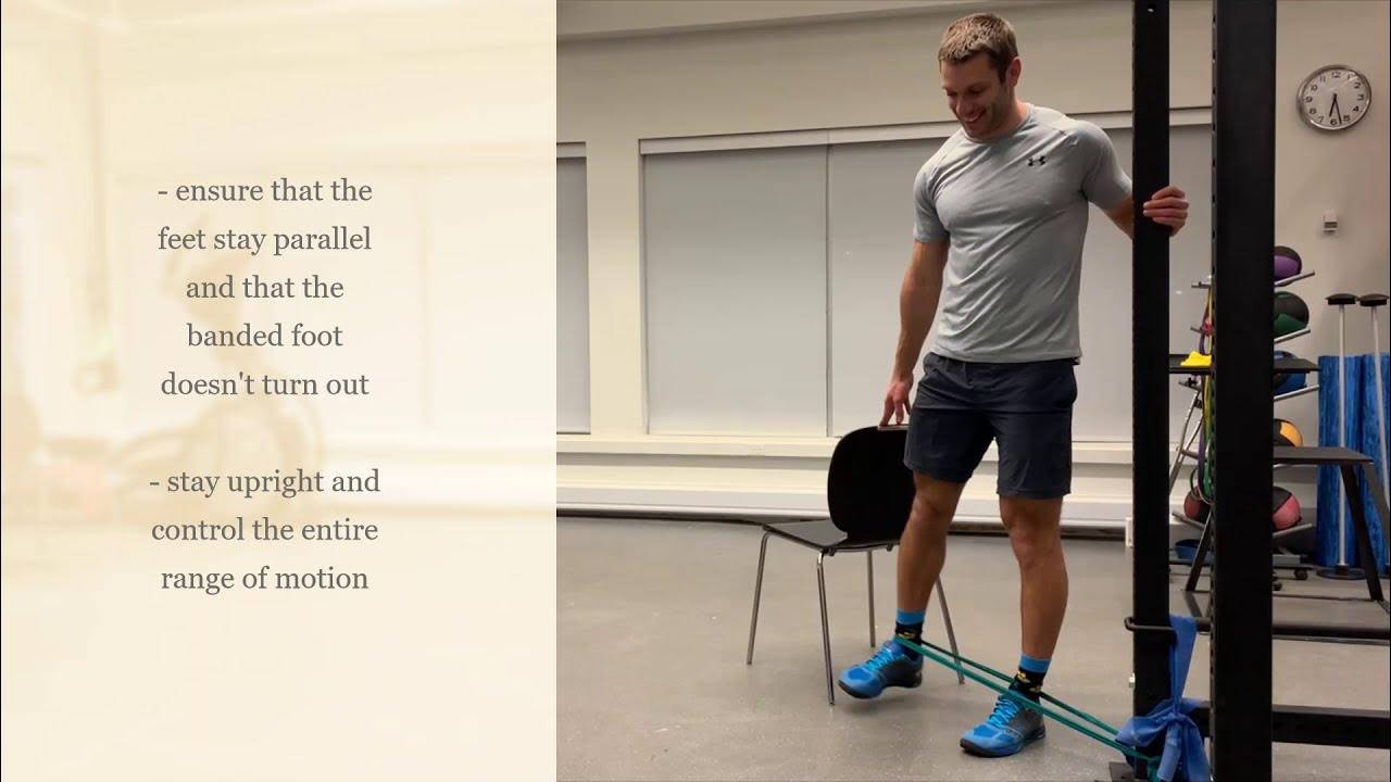 Resistance Band Standing Supported Hip Abductions Youtube