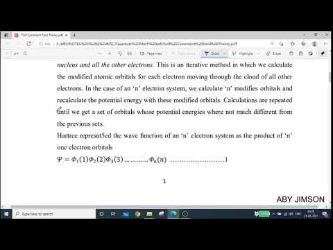 Introduction to Self Consistent Field Method-Hartree's SCF Method- Semester 2 M.Sc Chemistry ...