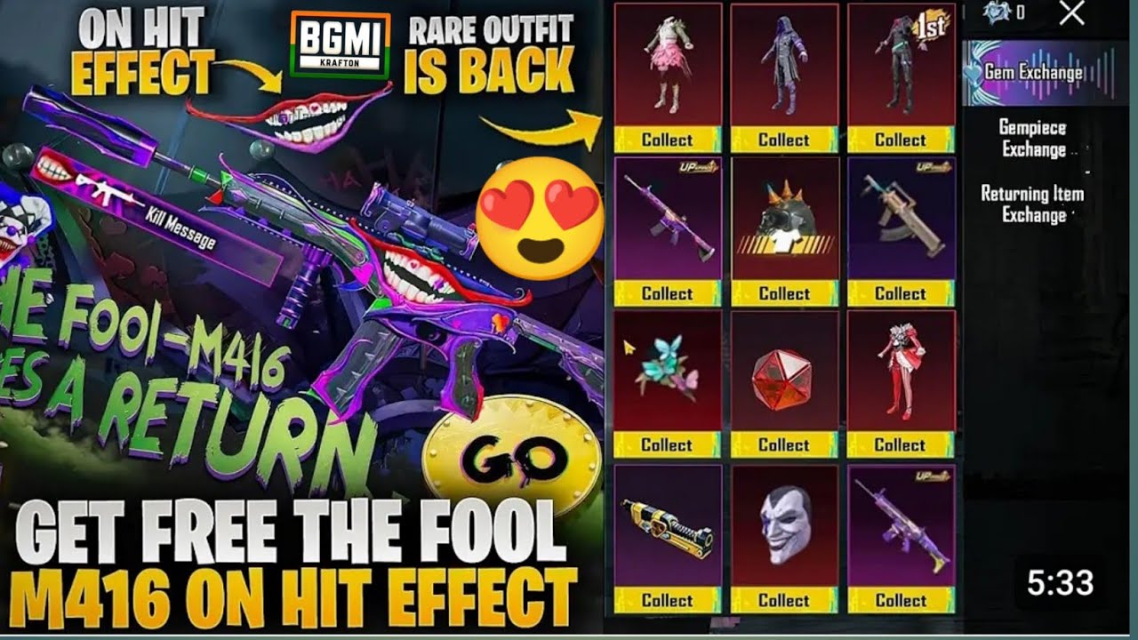 OMG 😱 The Fool M4 On Hit Effect | Next Classic Create Bgmi | New ...