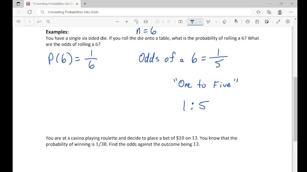 Converting Probabilities into Odds - YouTube