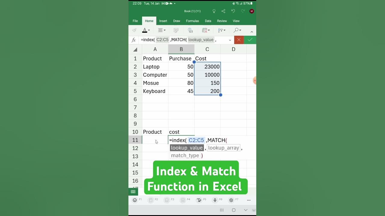 Index & Match Function in Excel #exceltips #exceltricks #exceltutorial - YouTube