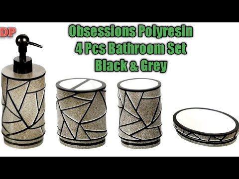 Obsessions Polyresin 4 Pcs Bathroom Set Black & Grey | fancy bath set ...