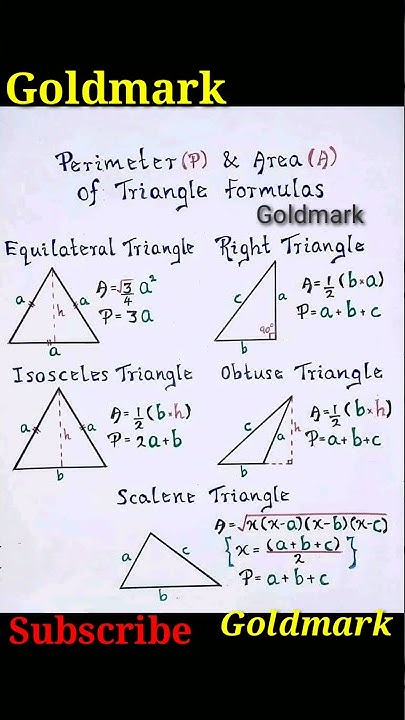 Perimeter and area of triangle formulas - YouTube