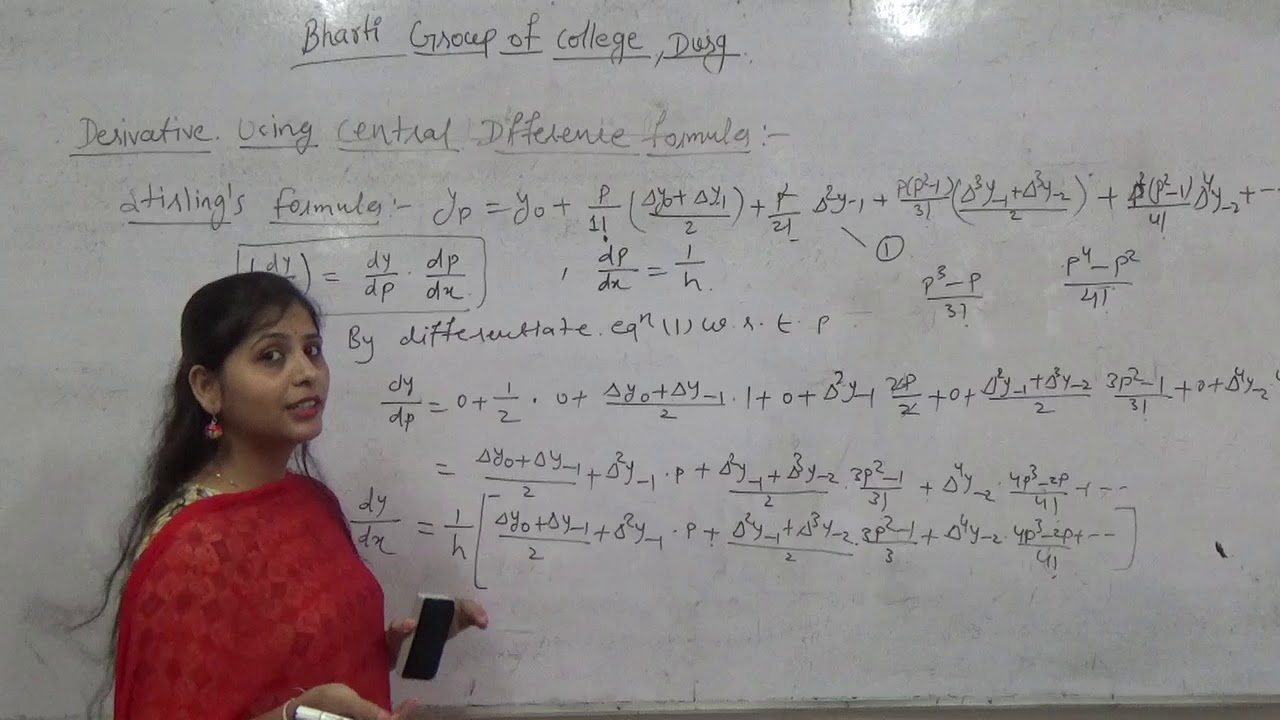Derivative Using Central Difference formula // by Ms. Tripti Rajput ...