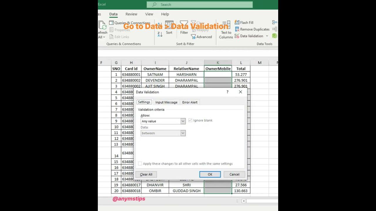 Data Validation Mobile Number In Excel excel exceltips computer data-validation-mobile-number-in-excel-excel-exceltips-computer