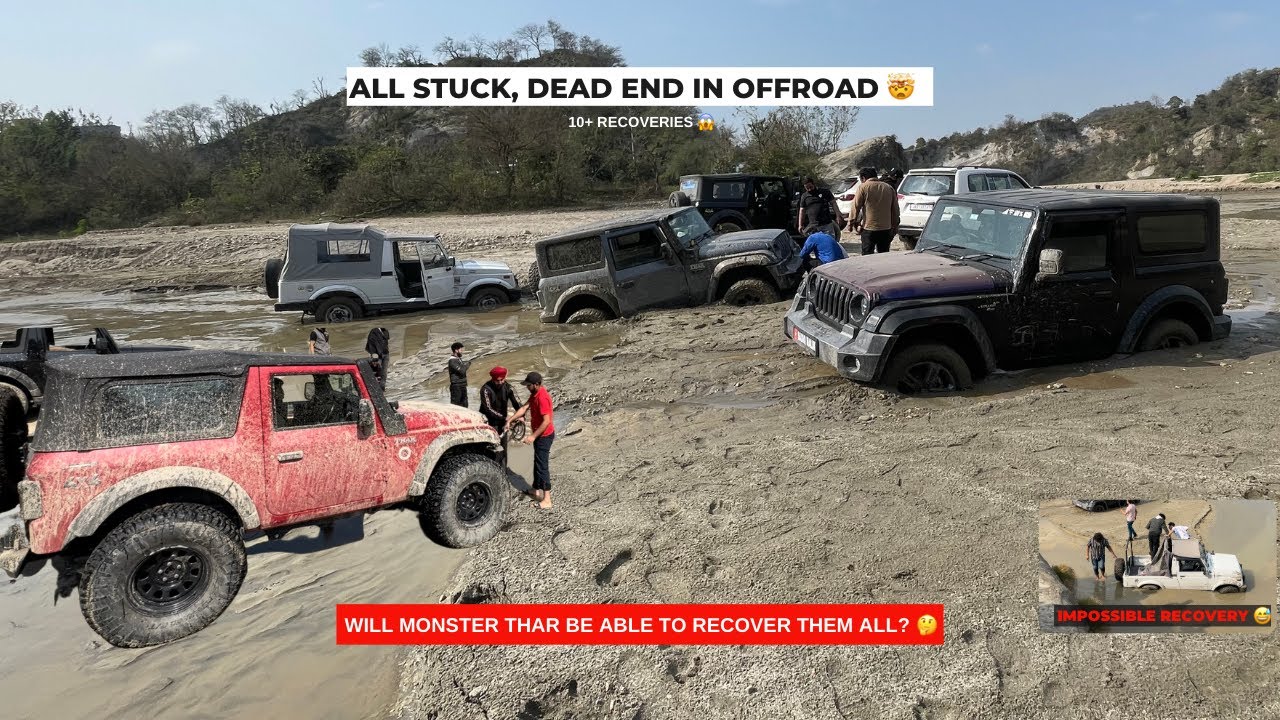 Thar 2020 offroad recovery 😅 | Offroad with Thar 2020, Gypsy, Scorpio Gone wrong 😰 | Dead end 💔 ...