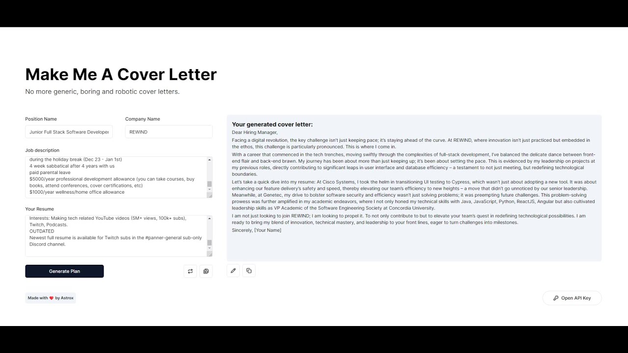 Make Me A Cover Letter - Beta Demo - YouTube